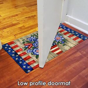 Toland Home Garden 800253 Patriotic Flowers Summer Door Mat 18x30 Inch 4th of July Outdoor Doormat for Entryway Indoor Entrance