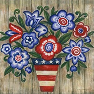 Toland Home Garden 800253 Patriotic Flowers Summer Door Mat 18x30 Inch 4th of July Outdoor Doormat for Entryway Indoor Entrance