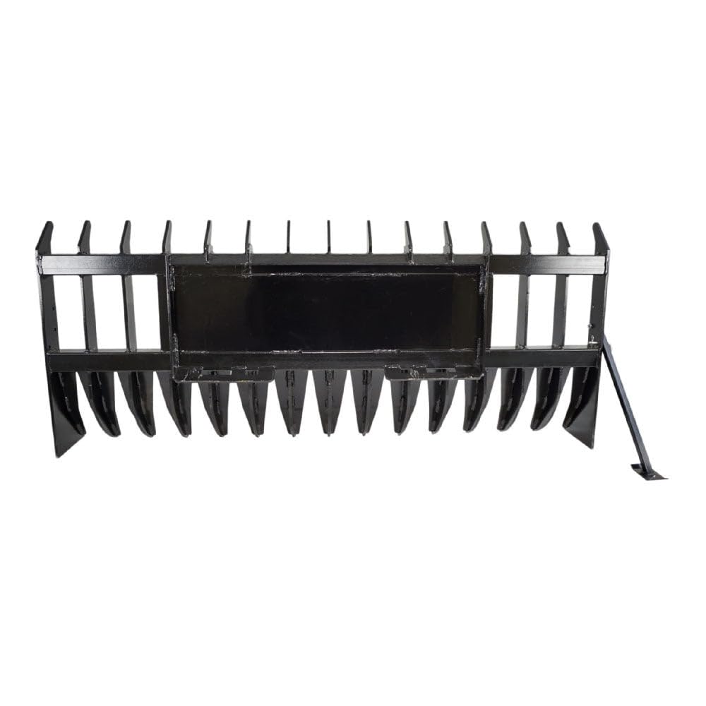 Titan Attachments Skid Steer Root Rake Attachment 84in Wide, Universal Quick Tach Hookup, Root Clearing Brush Rake, Land Clearing Site Prep Implement, Roll Debris, Silage, Brush to Burn Pile