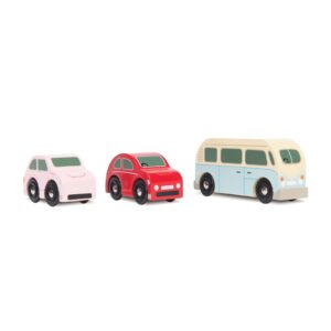 le toy van - cars & construction wooden retro metro car set car toy play set - set 3 cars | boys play vehicle kids role play toys - suitable for 3 year old + (tv463)