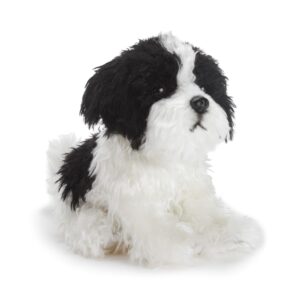 demdaco sitting small havanese dog black and white children's plush stuffed animal