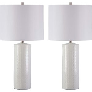 Signature Design by Ashley Steuben Textured Ceramic Table Lamp, 2 Count Lamps, 25", Solid White