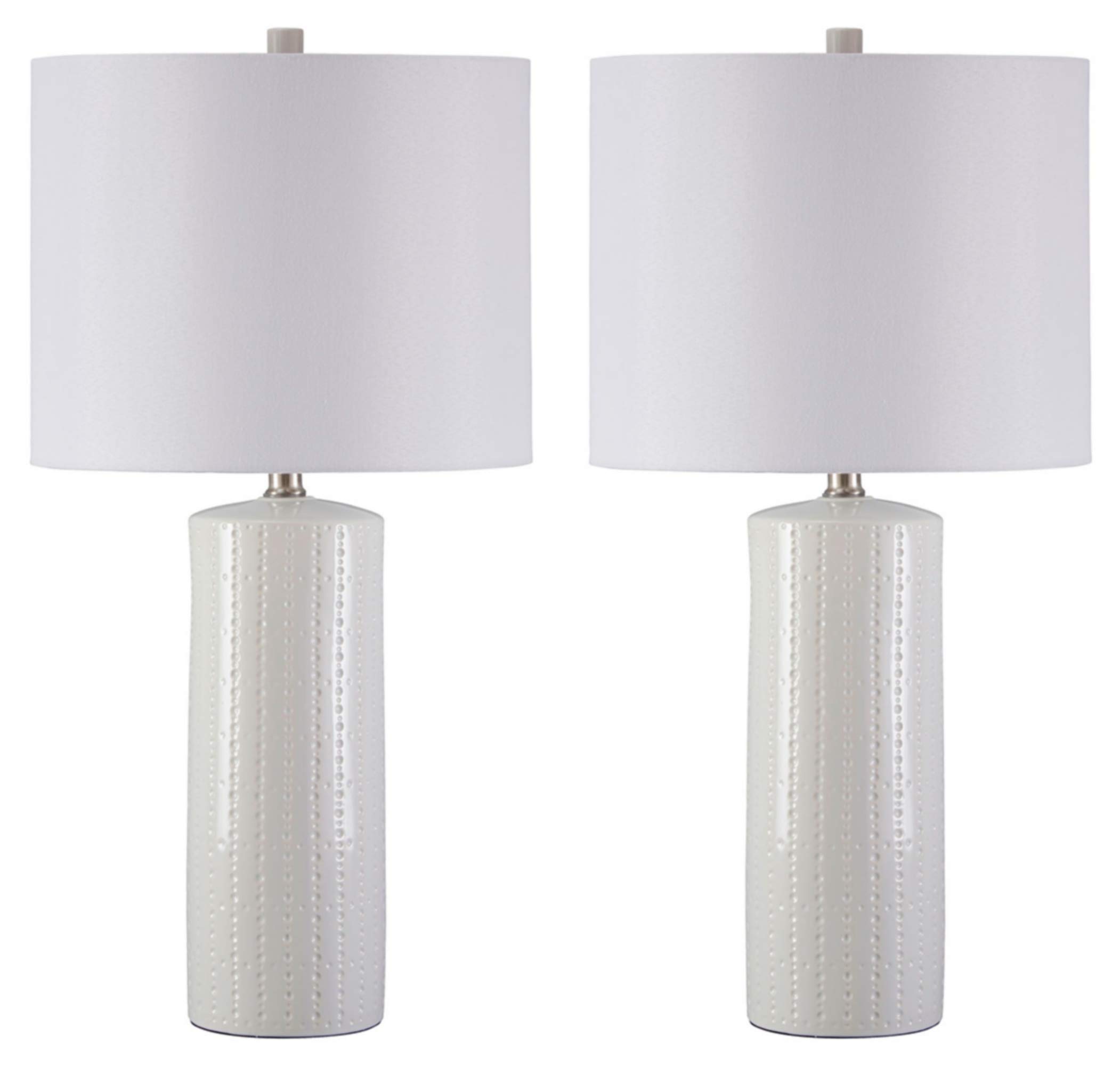 Signature Design by Ashley Steuben Textured Ceramic Table Lamp, 2 Count Lamps, 25", Solid White