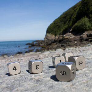 Solid Metal D6 Dice - Set of Six, Silver Color