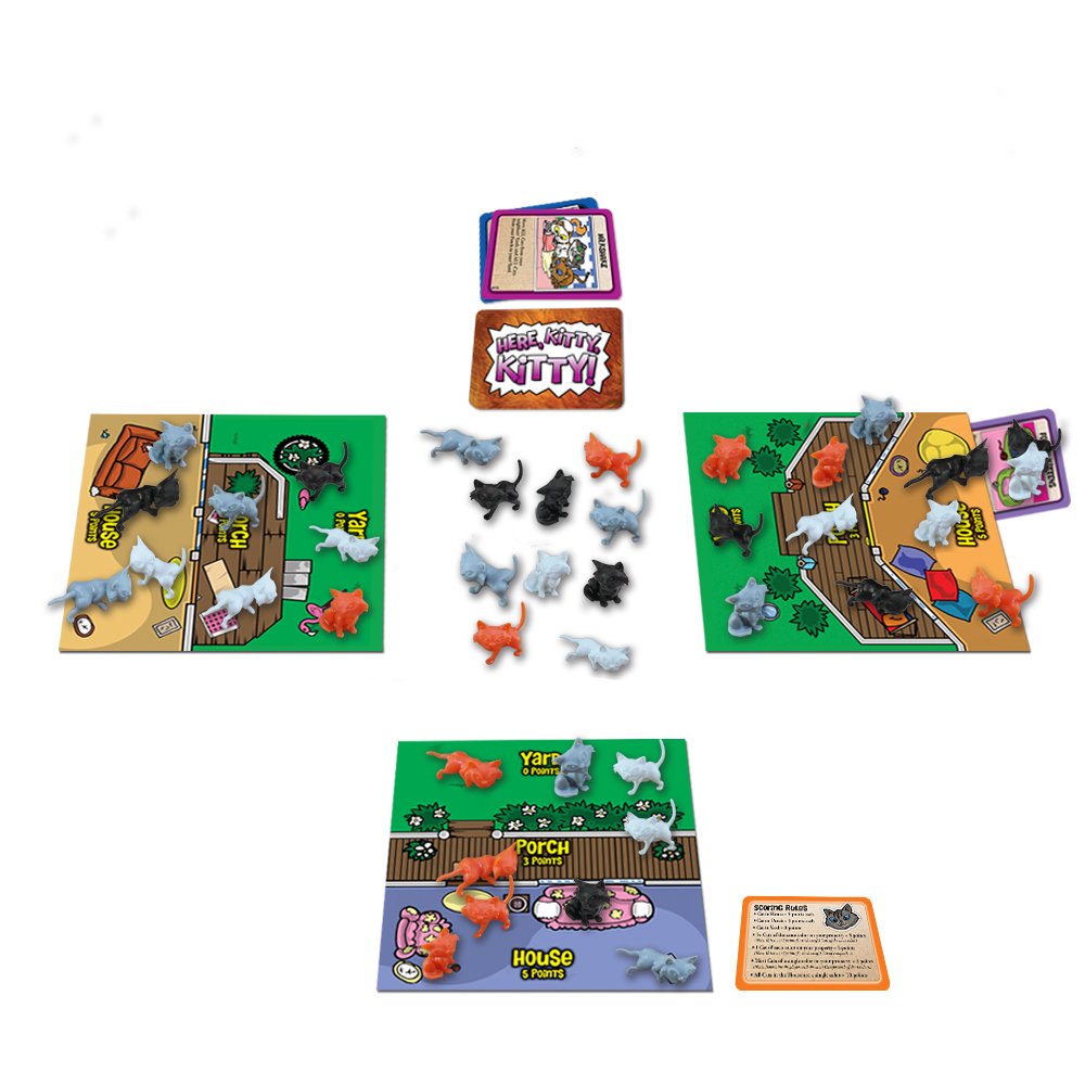 Here, Kitty, Kitty Board Game – Collect Cats and Score Big with 3-6 Players Ages 8+ – Witty Tabletop Cat Card Games for Casual Game Nights – Family Card Games for Adults and Kids by Fireside Games