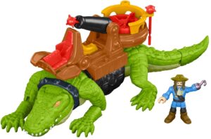 fisher-price imaginext preschool toys pirate hook & walking crocodile 5-piece figure set for pretend play kids ages 3+ years