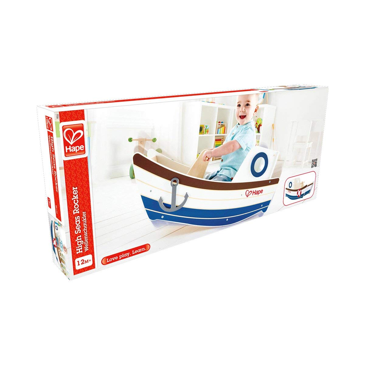 Hape Wooden High Seas Toddler Rocking Ride-On| Early Explorer Wooden Rocker Rocking Ride for Toddlers