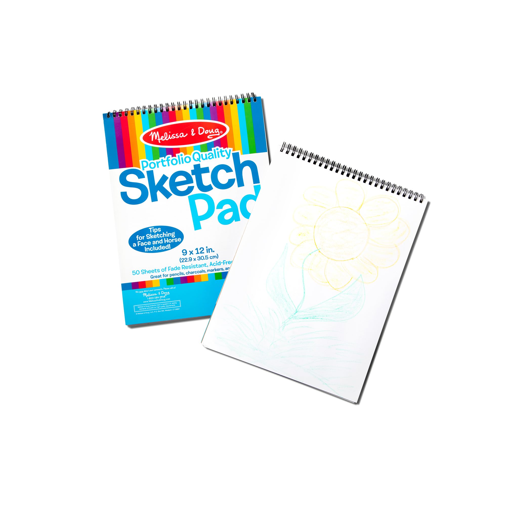 Melissa & Doug Sketch Pad (9 x 12 Inches) - 50 Sheets, 2-Pack - FSC Certified