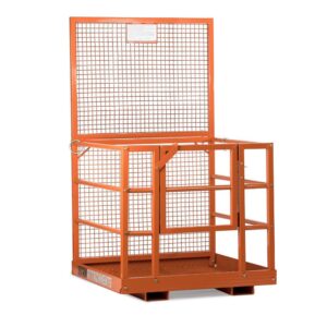 titan attachments forklift safety cage 45" x 43", 2 person design with 1,200 lb loading capacity, forklift man basket, provide safety for most aerial jobs, collapsible work platform