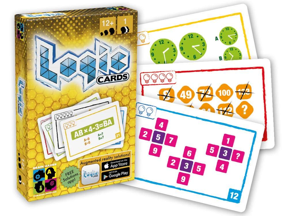 Brain Games Logic Cards Yellow - Math Brain Teaser Card Game for Kids, Teenagers & Adults - Award Winning Family Fun!, 3.5" x 2.4"