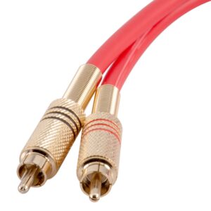 Seismic Audio Speakers Premium 2 Foot Dual RCA Male To Dual RCA Male Audio Patch Cable, Red Color Cable, 2RCA to 2RCA Audio Cord