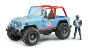 bruder jeep cross country racer vehicle with driver blue