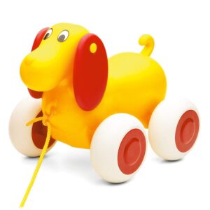 VIKINGTOYS Viking Toys - Pull Along Dog - First Pull Toy, Encourage Walking, Rolls Silently, for Kids Ages 1 +