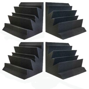 acoustic foam xl bass trap studio soundproofing corner wall 12" x 12" x 12" (4 pack) - color: charcoal