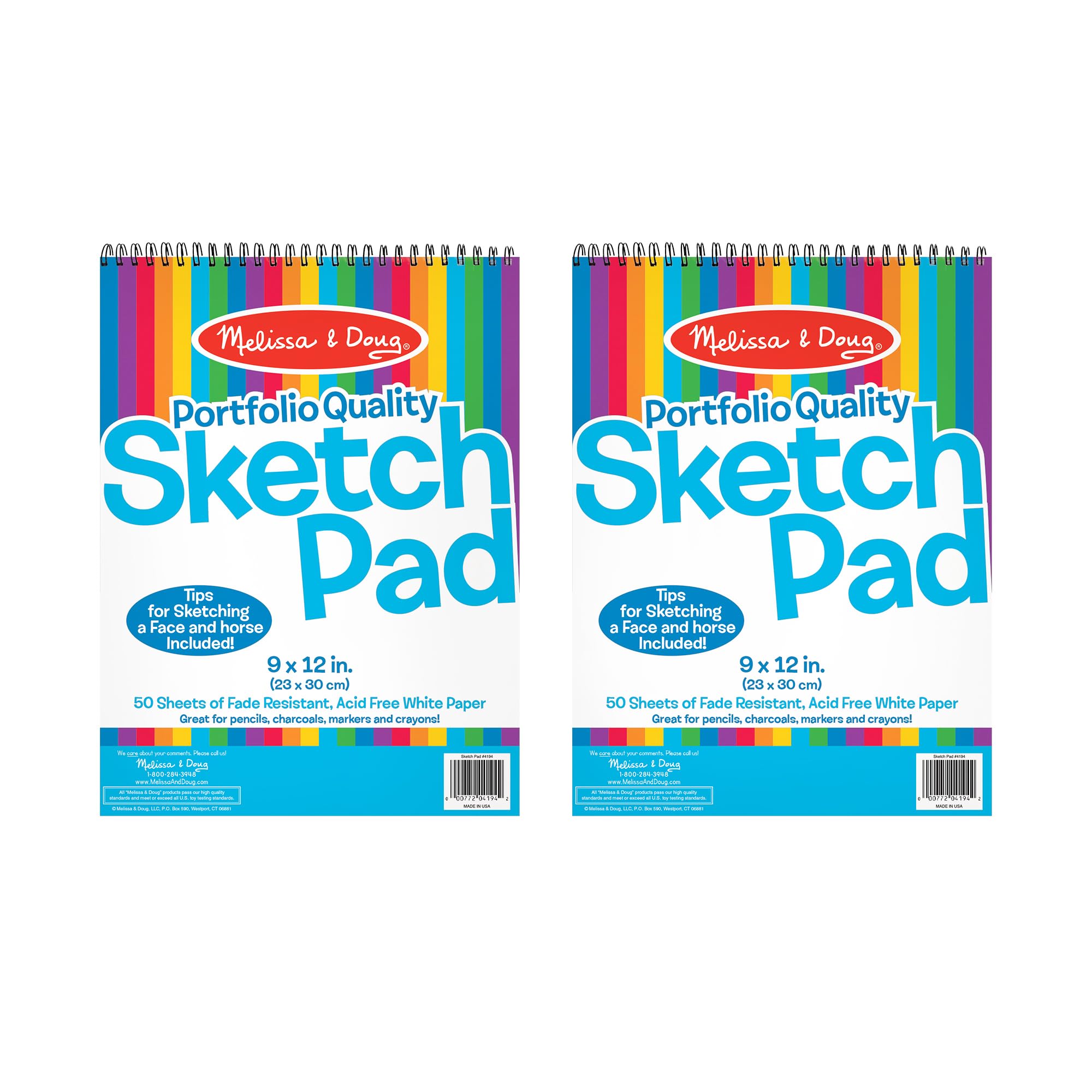 Melissa & Doug Sketch Pad (9 x 12 Inches) - 50 Sheets, 2-Pack - FSC Certified