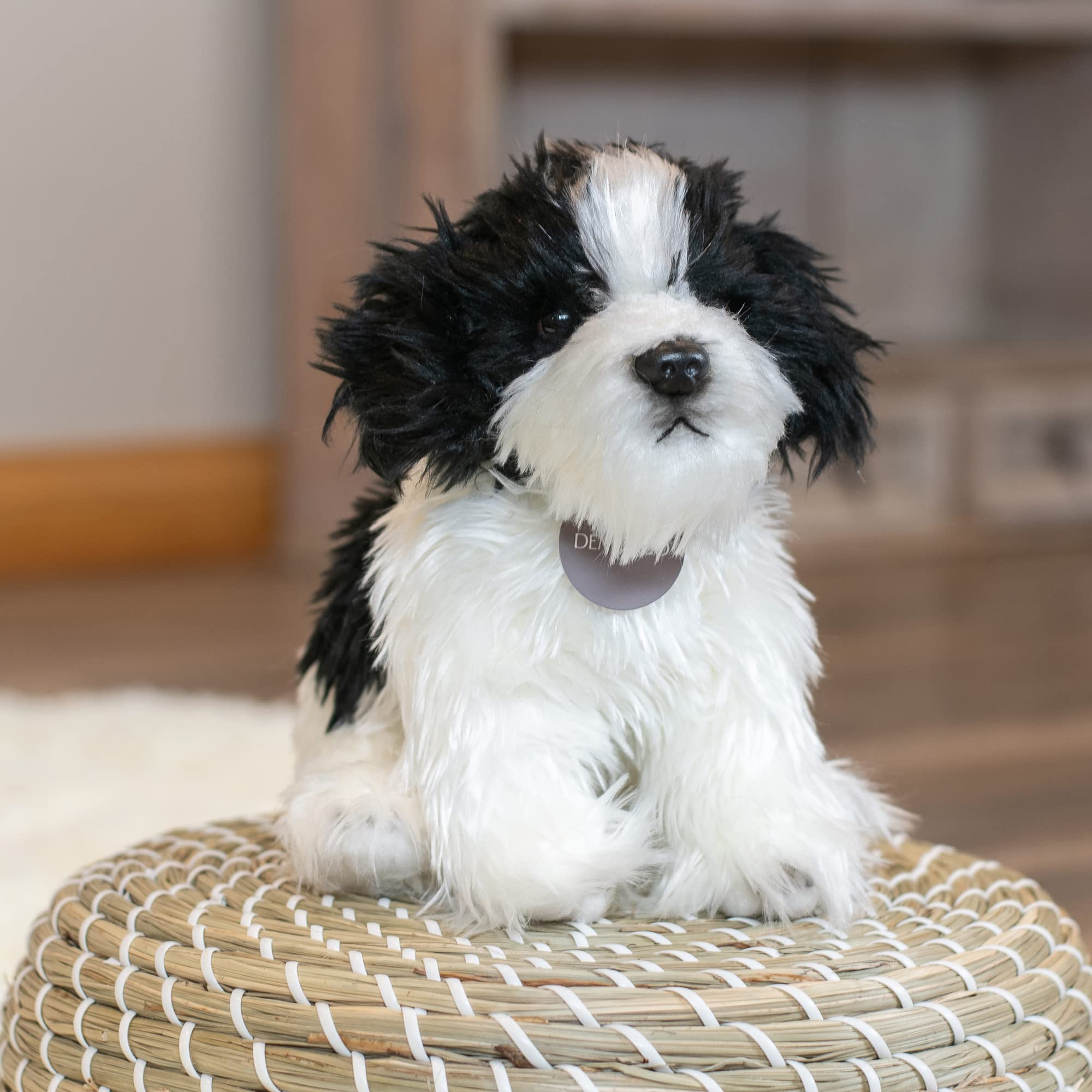 DEMDACO Sitting Small Havanese Dog Black and White Children's Plush Stuffed Animal