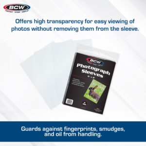 BCW 6x8 Photo Sleeves (100 Pack) - Acid-Free, No PVC | Clear Plastic Sleeves for Photos, Postcards, and Collectibles | Archival Quality for Albums, Storage, and Display