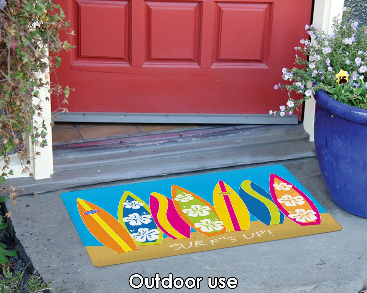 Toland Home Garden 800228 Surf Boards Summer Door Mat 18x30 Inch Beach Outdoor Doormat for Entryway Indoor Entrance