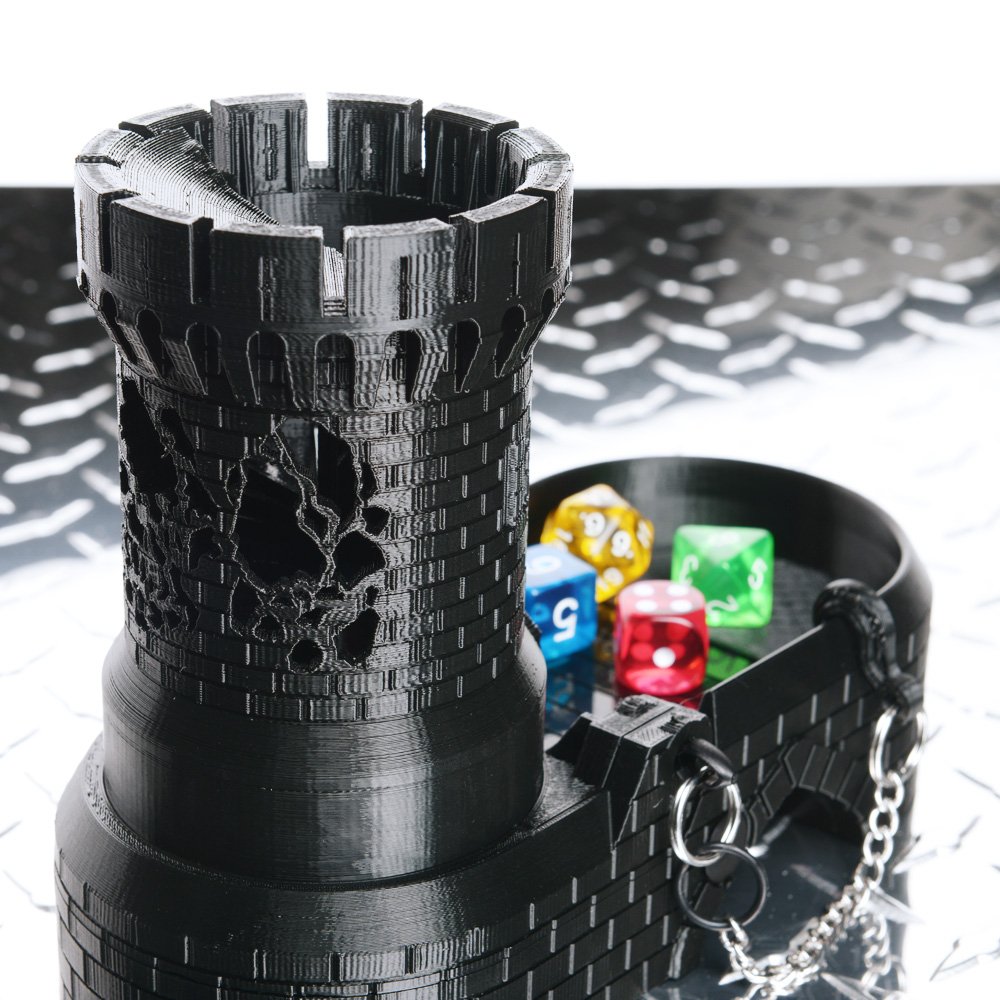 Solid Factory | Medieval Dice Tower with Tray and Dice Vault - Black