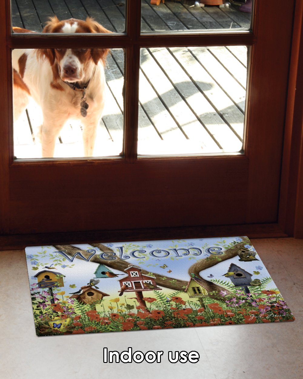 Toland Home Garden 800242 Poppies and Birdhouses Summer Door Mat 18x30 Inch Welcome Outdoor Doormat for Entryway Indoor Entrance