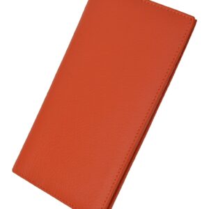 Marshal Brabd New Premium Leather Checkbook Wallet ID Credit Card Organizer (Orange)