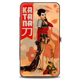 buckle-down unisex adults buckle-down hinge - katana bombshell pose/pose silhouette tan/reds wallet, multicolor, 7 x 4 us