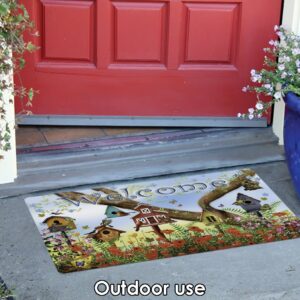 Toland Home Garden 800242 Poppies and Birdhouses Summer Door Mat 18x30 Inch Welcome Outdoor Doormat for Entryway Indoor Entrance