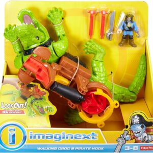 Fisher-Price Imaginext Preschool Toys Pirate Hook & Walking Crocodile 5-Piece Figure Set for Pretend Play Kids Ages 3+ Years