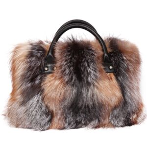 ursfur women's winter handbag real fox stachel bag purse