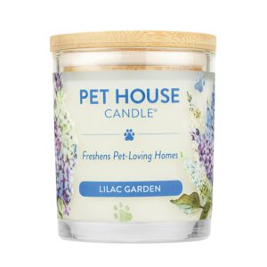 one fur all pet house candle plant-based/soy candle - clean burning scented candles, long lasting pet odor candle for home - lilac garden