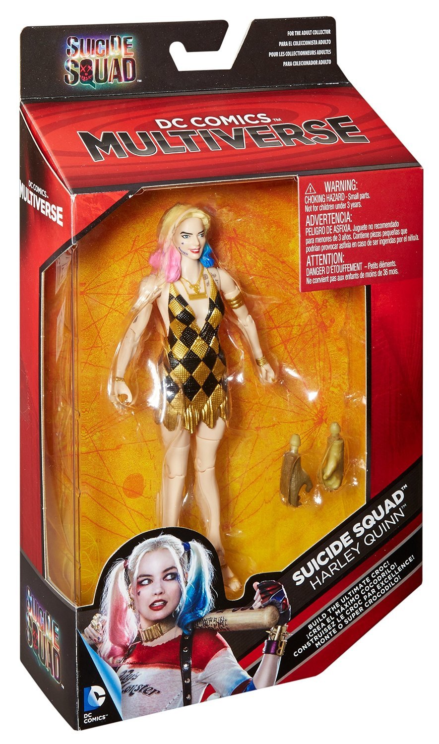 Mattel DC Comics Multiverse Suicide Squad Action Figure, Harley Quinn Collectible Toy with Ultimate Croc Build-A-Parts, Signature Look