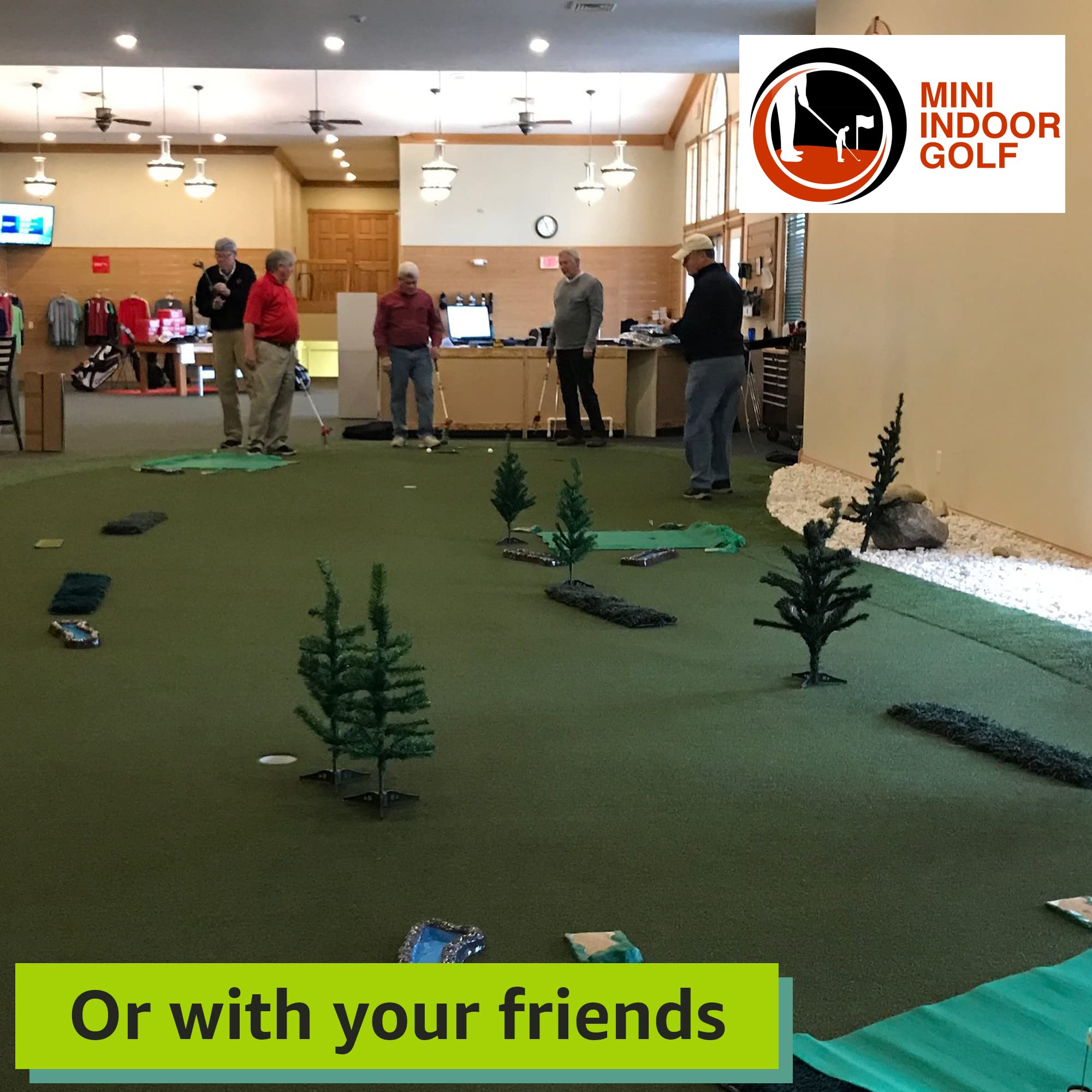 Mini Indoor Golf Game Competition Pack, Mini Indoor Golf Practice Includes Golf Accessories, Indoor Putting Green and Clubs, Indoor Mini Golf Set with 35" Shotmaker Golfer, At Home Mini Golf Course