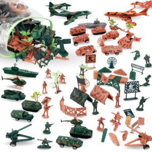 liberty imports military air force navy deluxe action figures army men soldiers playset with scaled vehicles (73 pcs)