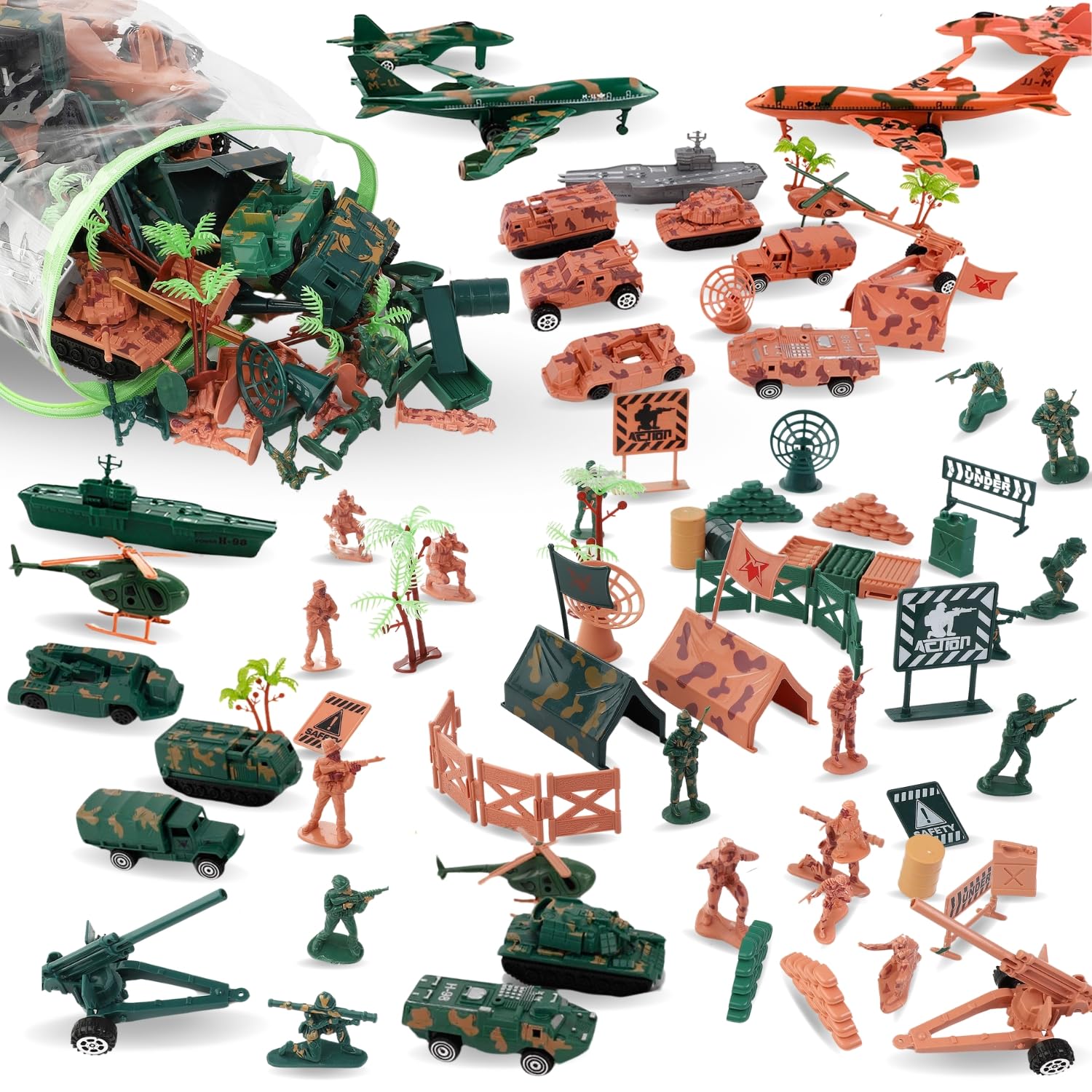 Liberty Imports Military Air Force Navy Deluxe Action Figures Army Men Soldiers Playset with Scaled Vehicles (73 pcs)