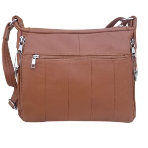 Leather Concealed Carry Crossbody Purse - YKK Locking CCW Ambidextrous Gun Bag Roma 7082, Light Brown One Size