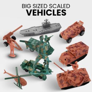 Liberty Imports Military Air Force Navy Deluxe Action Figures Army Men Soldiers Playset with Scaled Vehicles (73 pcs)