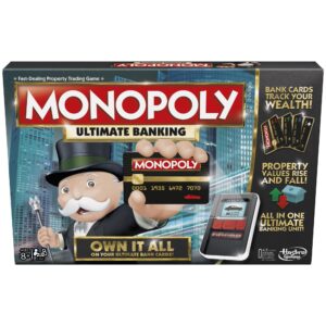 hasbro gaming monopoly ultimate banking edition board game for families and kids ages 8 and up, electronic banking unit (amazon exclusive)