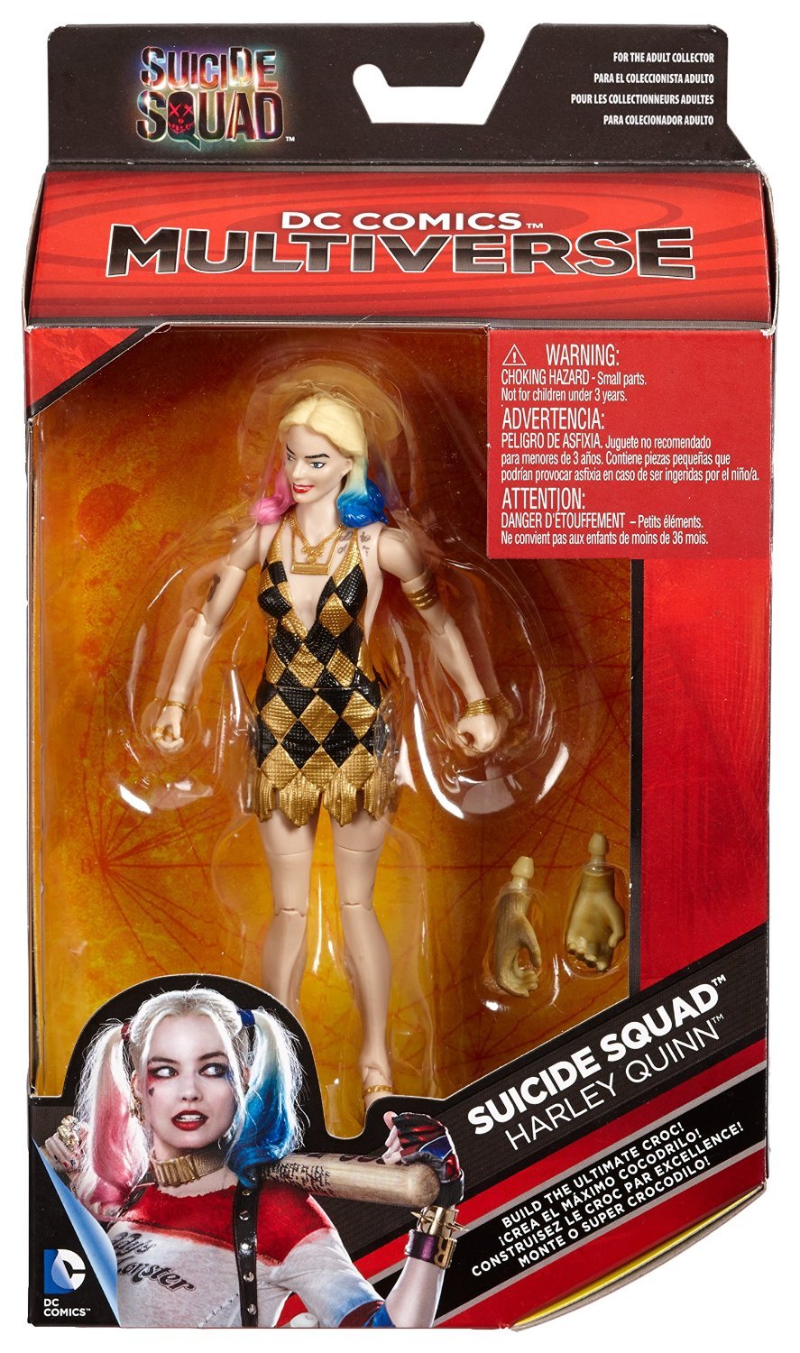 Mattel DC Comics Multiverse Suicide Squad Action Figure, Harley Quinn Collectible Toy with Ultimate Croc Build-A-Parts, Signature Look