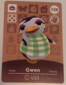 nintendo animal crossing happy home designer amiibo card gwen 125/200 usa version