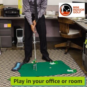 Mini Indoor Golf Game Competition Pack, Mini Indoor Golf Practice Includes Golf Accessories, Indoor Putting Green and Clubs, Indoor Mini Golf Set with 35" Shotmaker Golfer, At Home Mini Golf Course