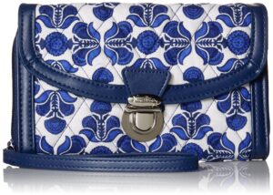 vera bradley women's cotton ultimate wristlet, cobalt tile with navy, one size