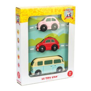 Le Toy Van - Cars & Construction Wooden Retro Metro Car Set Car Toy Play Set - Set 3 Cars | Boys Play Vehicle Kids Role Play Toys - Suitable for 3 Year Old + (TV463)