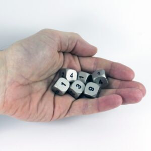 Solid Metal D6 Dice - Set of Six, Silver Color