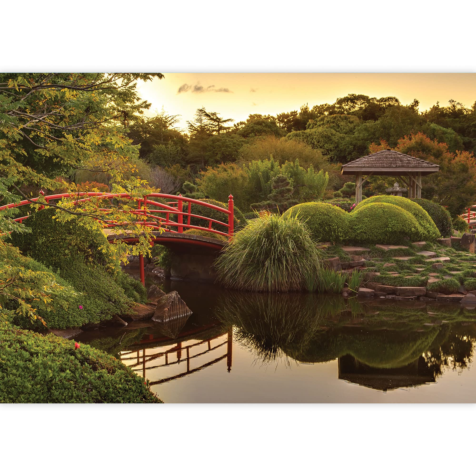 wall26 - Japanese Footbridge and Garden - Landscape - Wall Mural, Removable Sticker, Home Decor - 100x144 inches