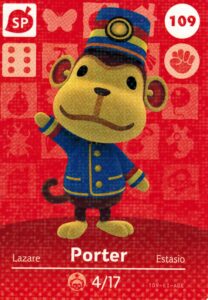 nintendo animal crossing happy home designer amiibo card porter 109/200 usa version