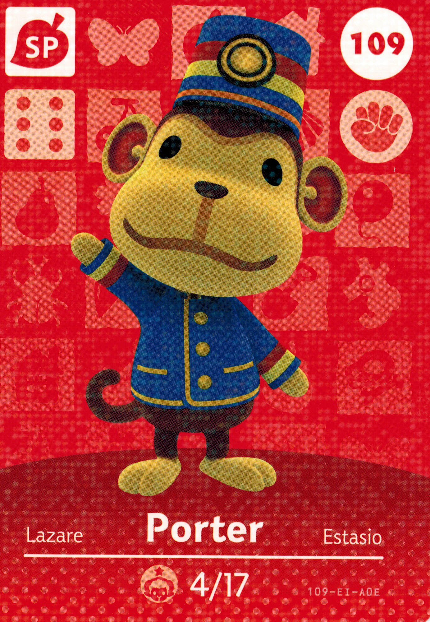 Nintendo Animal Crossing Happy Home Designer Amiibo Card Porter 109/200 USA Version