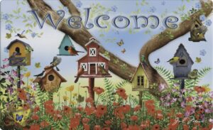 toland home garden 800242 poppies and birdhouses summer door mat 18x30 inch welcome outdoor doormat for entryway indoor entrance