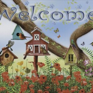 Toland Home Garden 800242 Poppies and Birdhouses Summer Door Mat 18x30 Inch Welcome Outdoor Doormat for Entryway Indoor Entrance