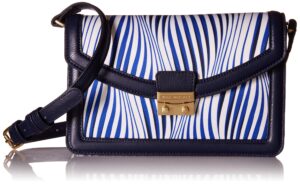 vera bradley women's faux leather tess crossbody purse, wavy stripe navy, one size