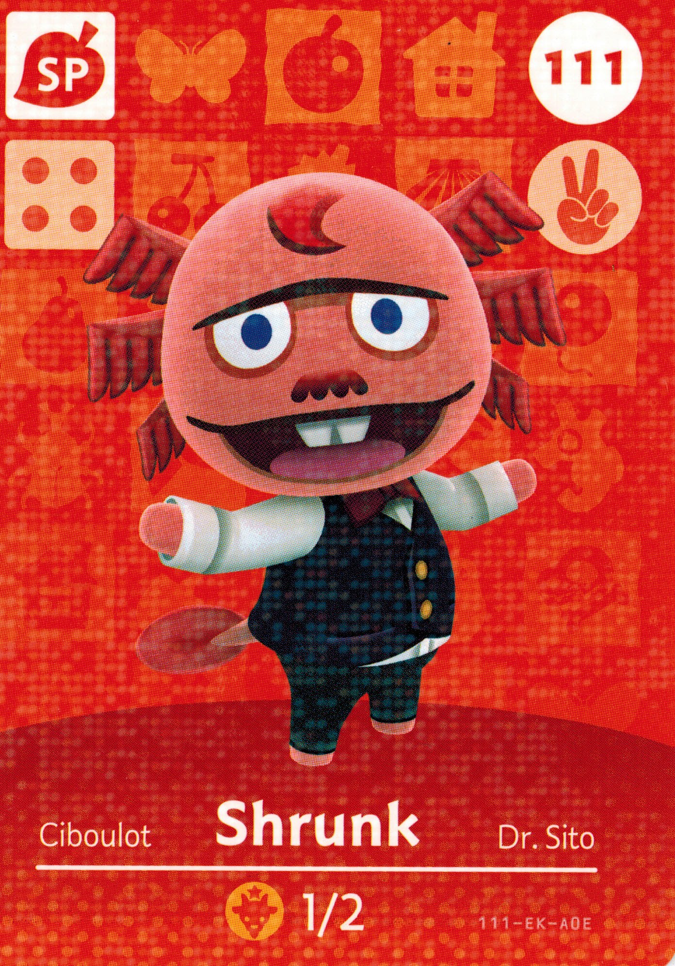 Nintendo Animal Crossing Happy Home Designer Amiibo Card Dr. Shrunk 111/200 USA Version